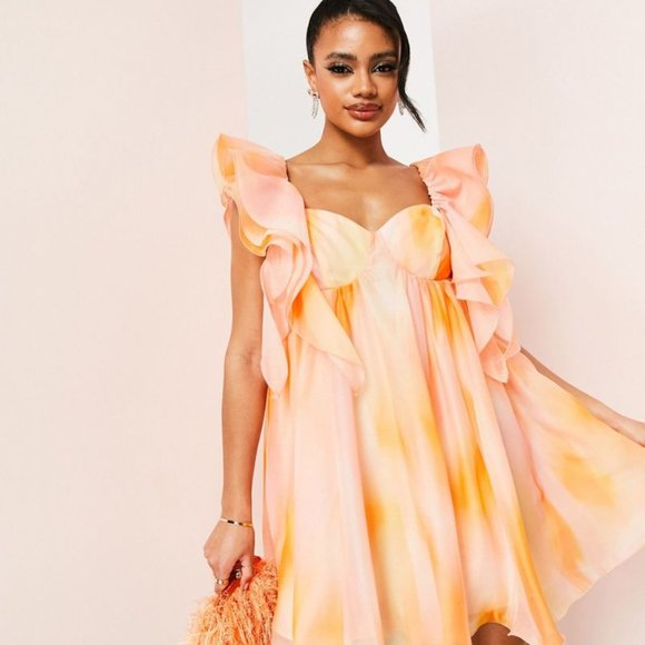 ASOS | Dresses | Asos Luxe Ruffle Shoulder Cupped Babydoll Mini Dress ...